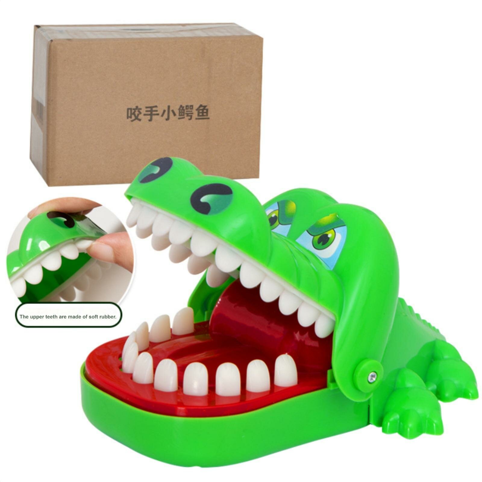 Игрушка для детей "Крокодил с зубами", Игра "Крокодил-стоматолог" с укусом пальца, Версия 2020, Для детей 4 лет и старше, Зеленый корпус с большими глазами, длинными зубами и большим ртом