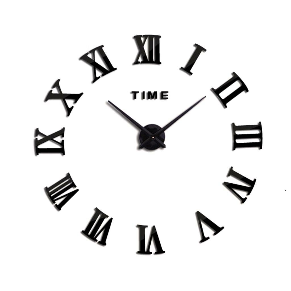 Большие бескаркасные настенные часы, Черный