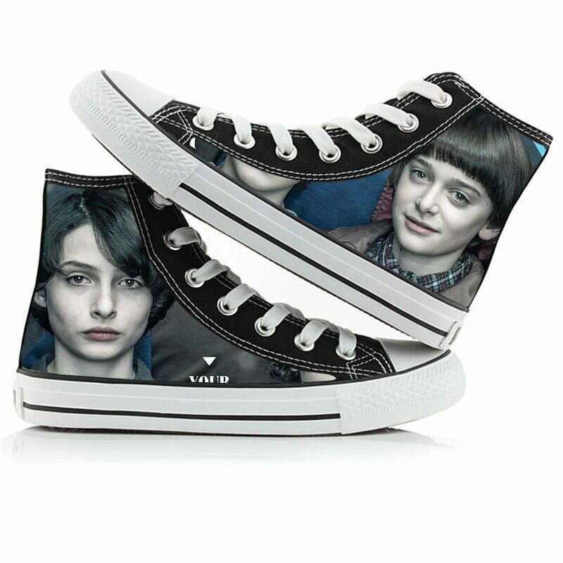 Высокие кеды <Очень странные дела>, с ручной росписью, дышащие, унисекс, для студентов и пар