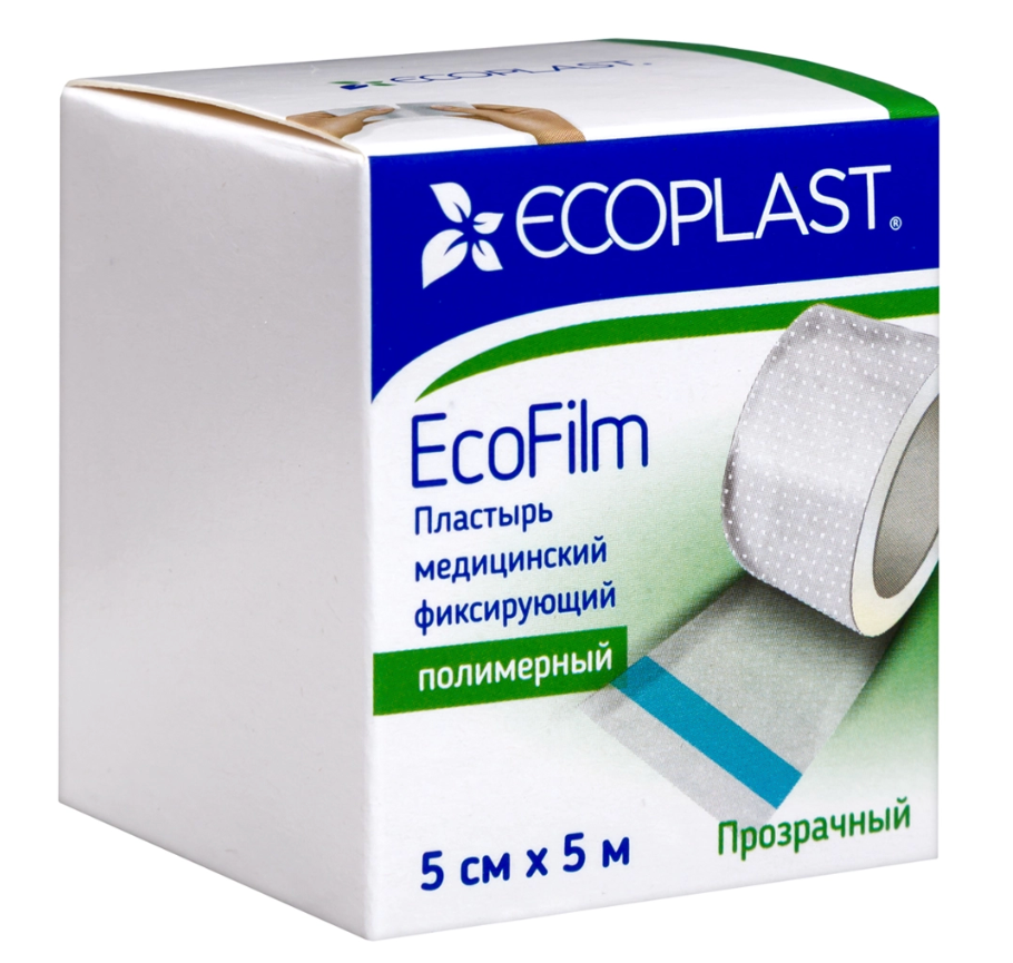 Пластырь Ecoplast Ecofilm, фиксирующий, полимерный, 5см х 5м