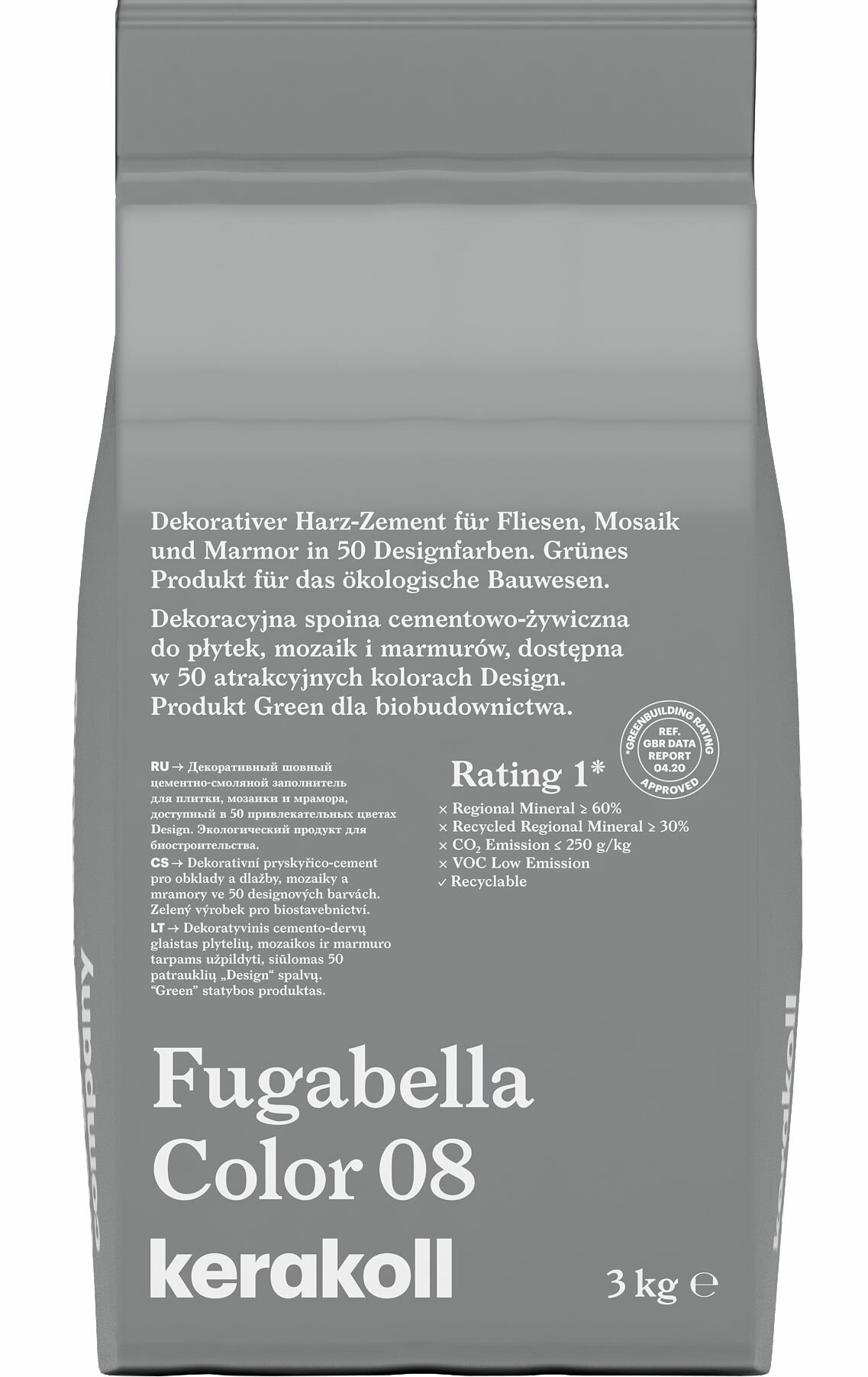 Затирка Kerakoll Fugabella Color, 08 (Серый) 3 кг.