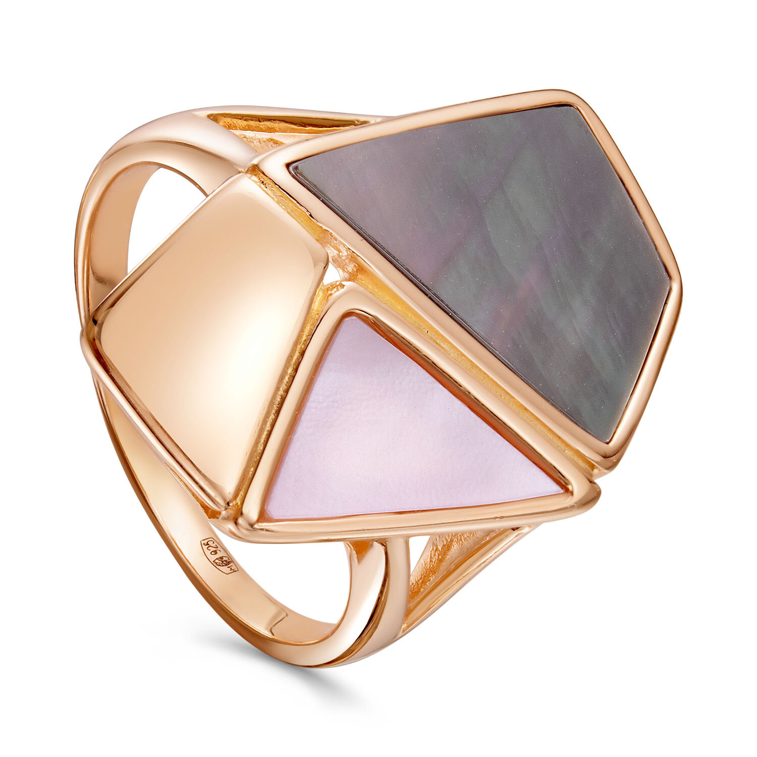 Кольцо тонкое, серебро, 925 проба, перламутр