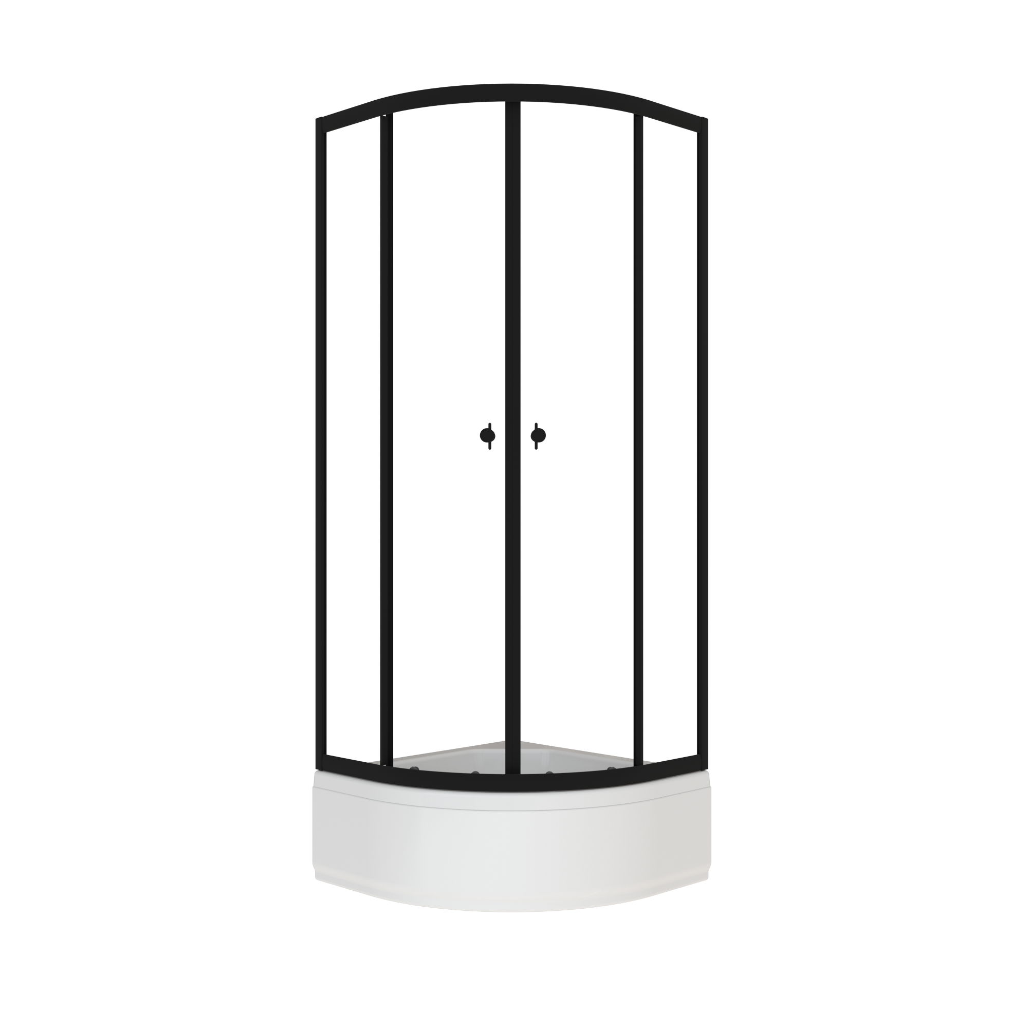 Душевое Ограждение Triton Альфа-Блэк 80х80В, 1/4 круга, средний поддон, профиль-черный, (2места, сифон D50мм)