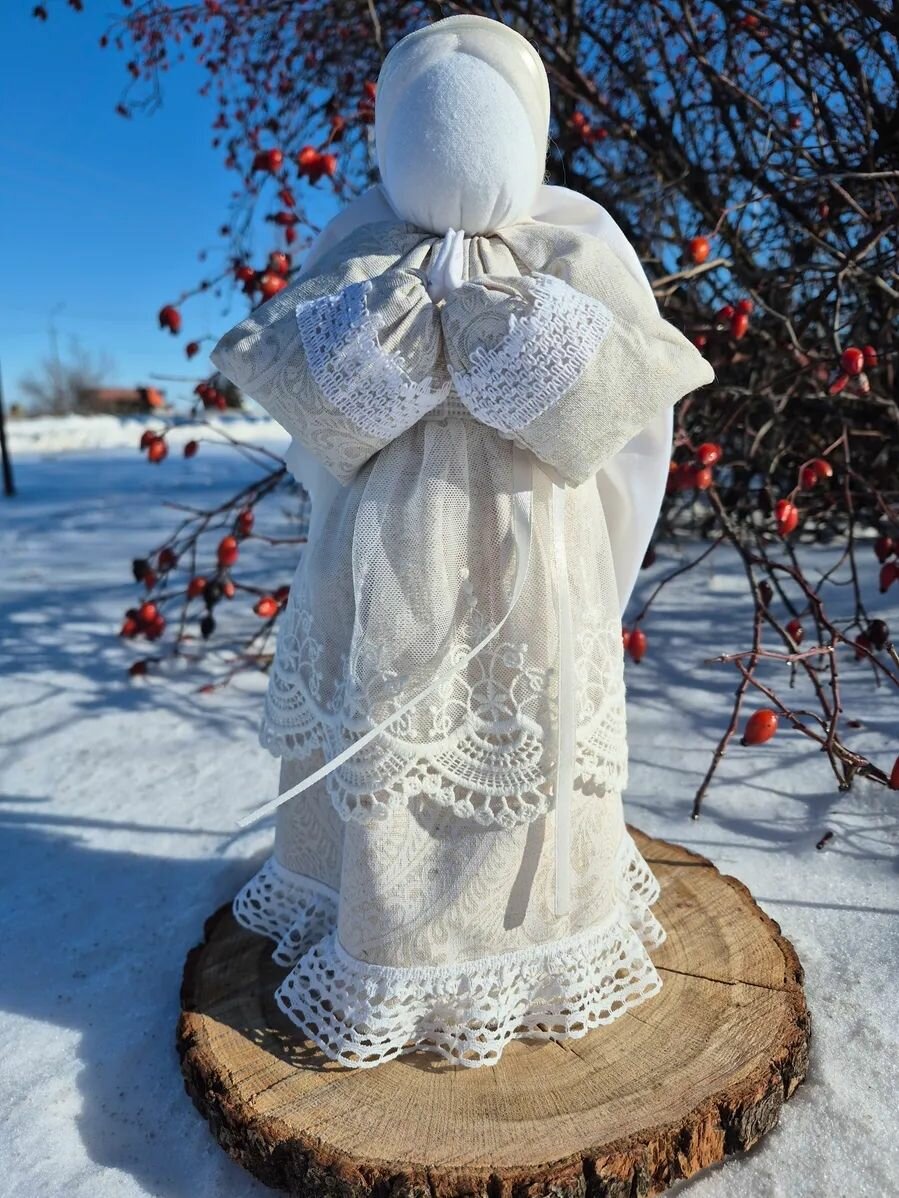 Кукла-оберег "Ангел", ручная работа, дерево/текстиль, высота 35 см