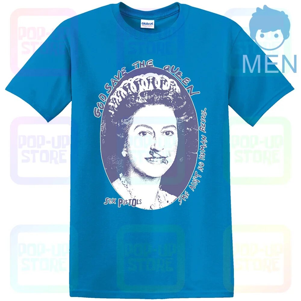 Футболка Sex Pistols God Save The Queen хлопок PEDRAZA Синий, XXL, MEN-ROYAL BLUE