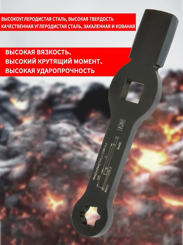Ключ накидной ударный E24 CR-MO для грузовых автомобилей, Cr-Mo сталь, черный матовый — фото 1