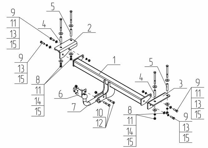Фаркоп для Changan CS55 2020-2023 условно-съемное крепление шара, CG 02