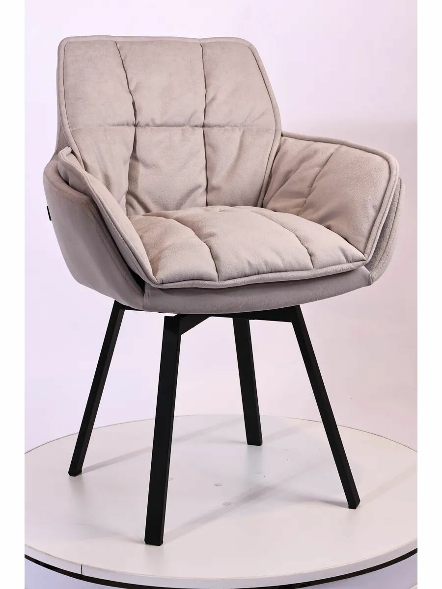 Стул кресло ENIGMA со спинкой и поворотным механизмом, черные ножки, серый цвет