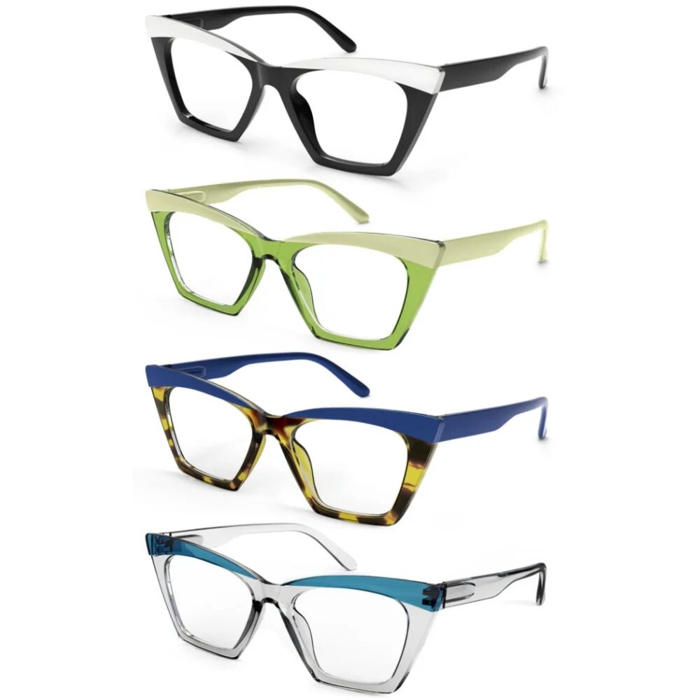 Женские очки "кошачий глаз" MSR112 для чтения с защитой от синего света 4Color mix, +175