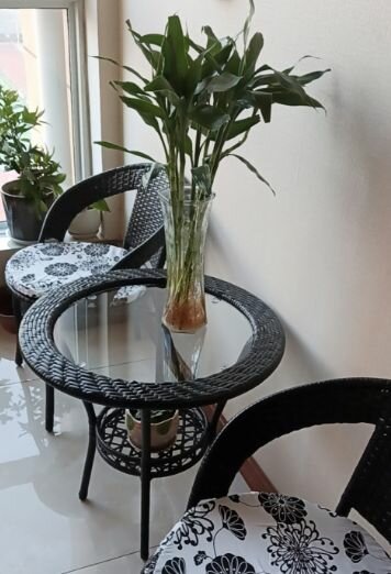 Маленький круглый столик из закаленного стекла, имитация ротанга, 60*60*60 см