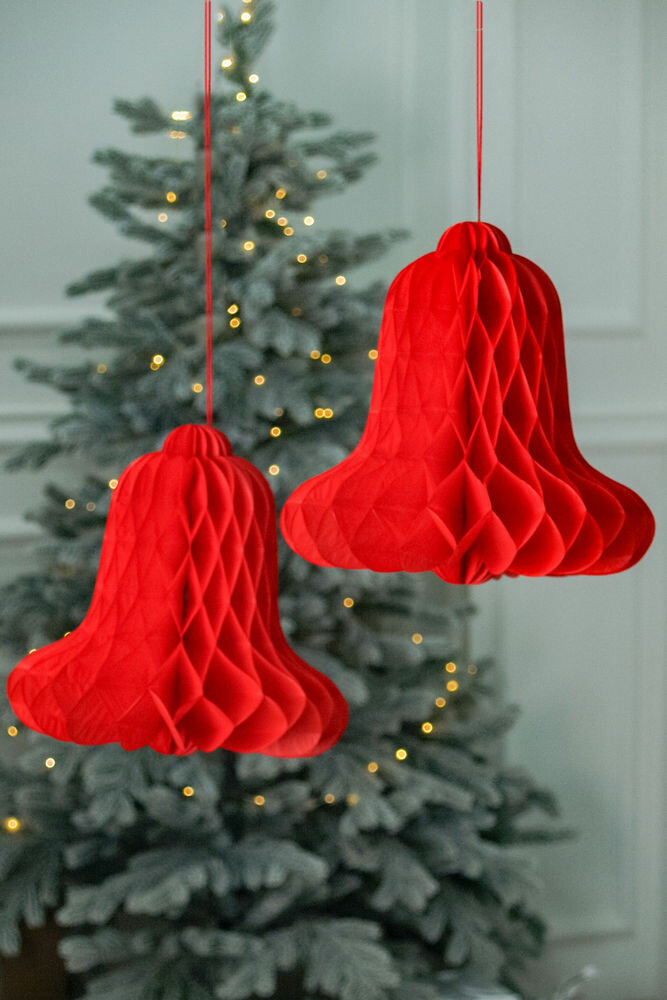 Набор подвесных бумажных колокольчиков, 21 см, красный, 2 шт, Peha Magic PH-21-2R