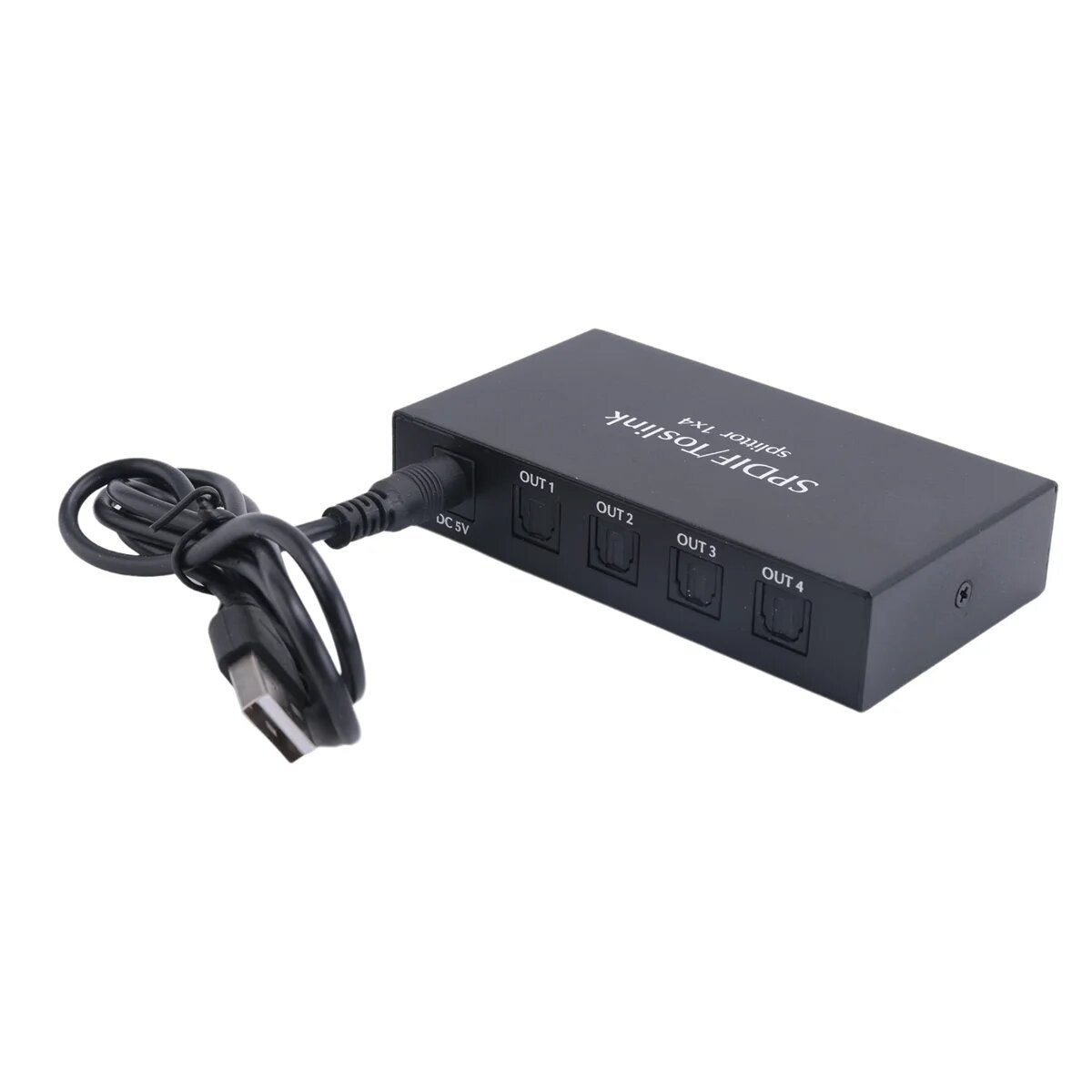 KK-B2-цифровой оптический аудиоразветвитель 1X4, цифровой SPDIF Toslink, оптоволоконный аудиоразветвитель, 1 в 4 выхода, алюминиевый сплав (вилка стандарта США)