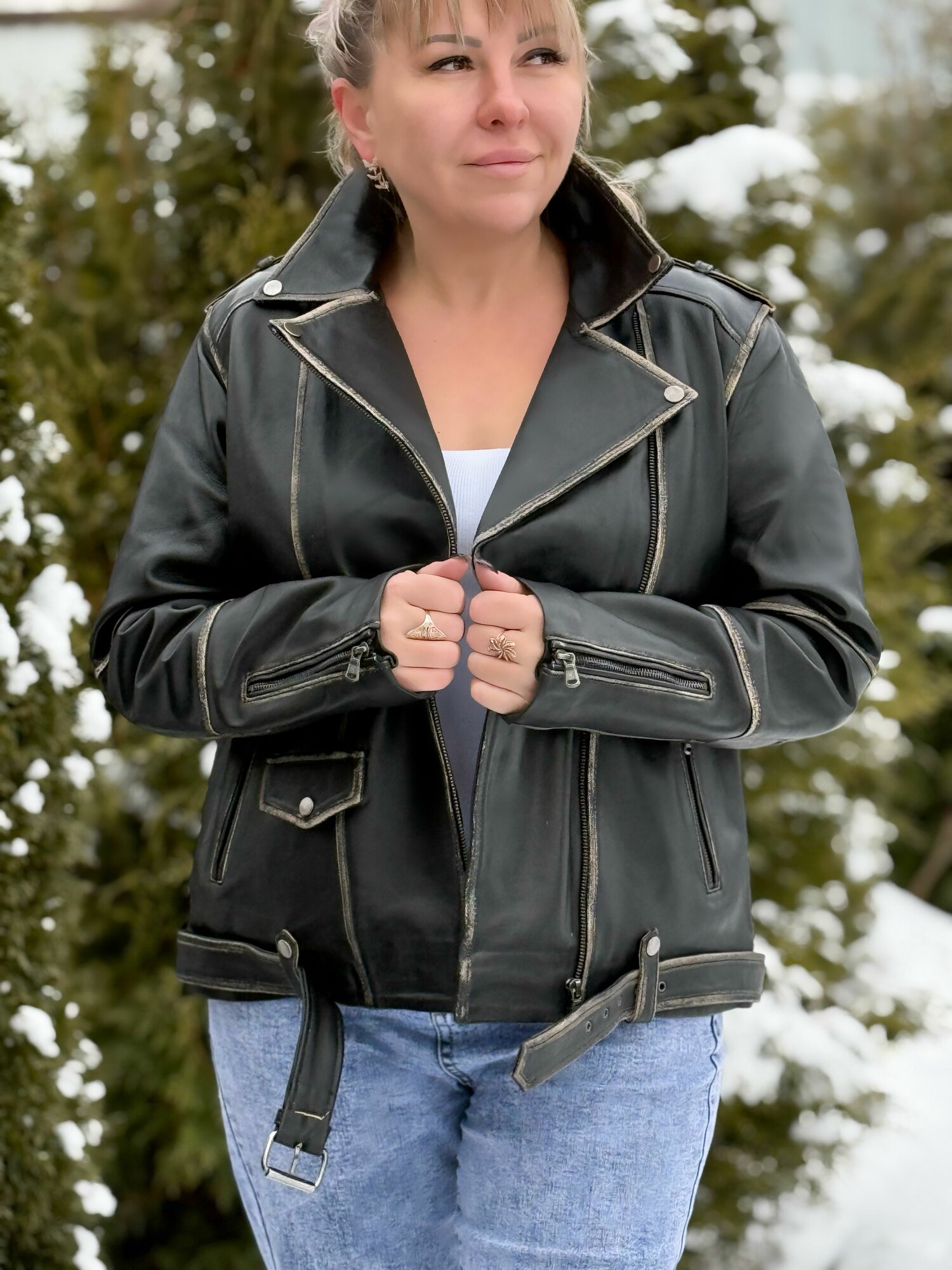 Куртка кожаная  Весна-лето 2025