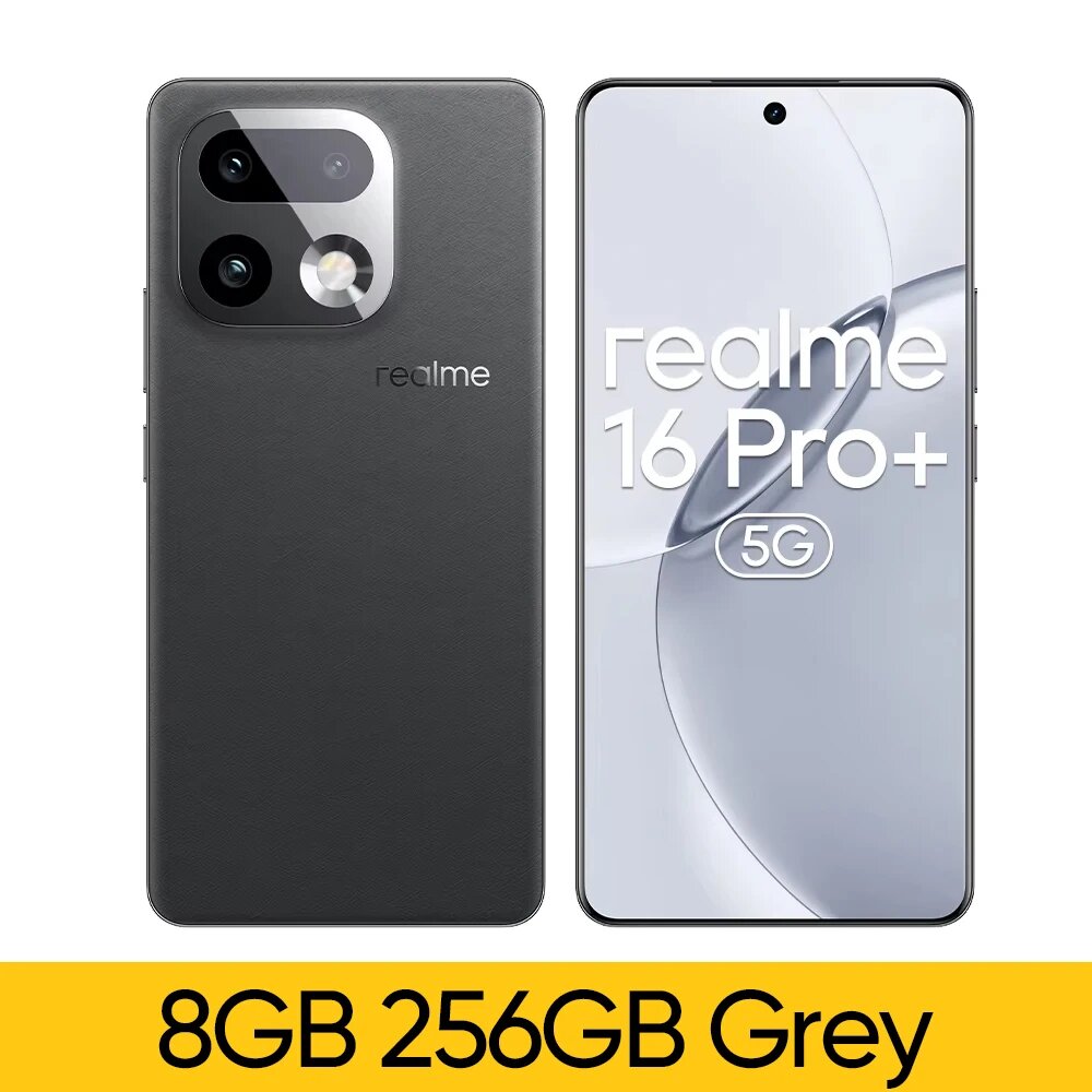 Смартфон Realme 16 Pro+, Android, 6.8", NFC, 8GB/256GB, серый