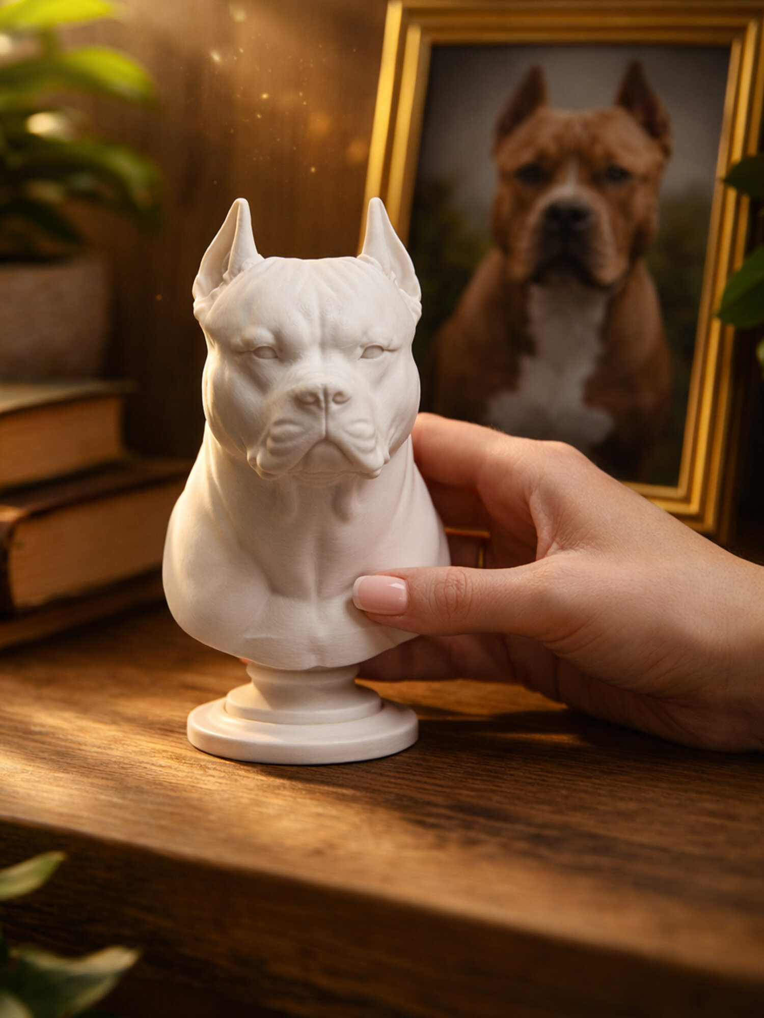 Статуэтка бюст собаки (Американский питбультерьер). Декоративная фигурка для интерьера