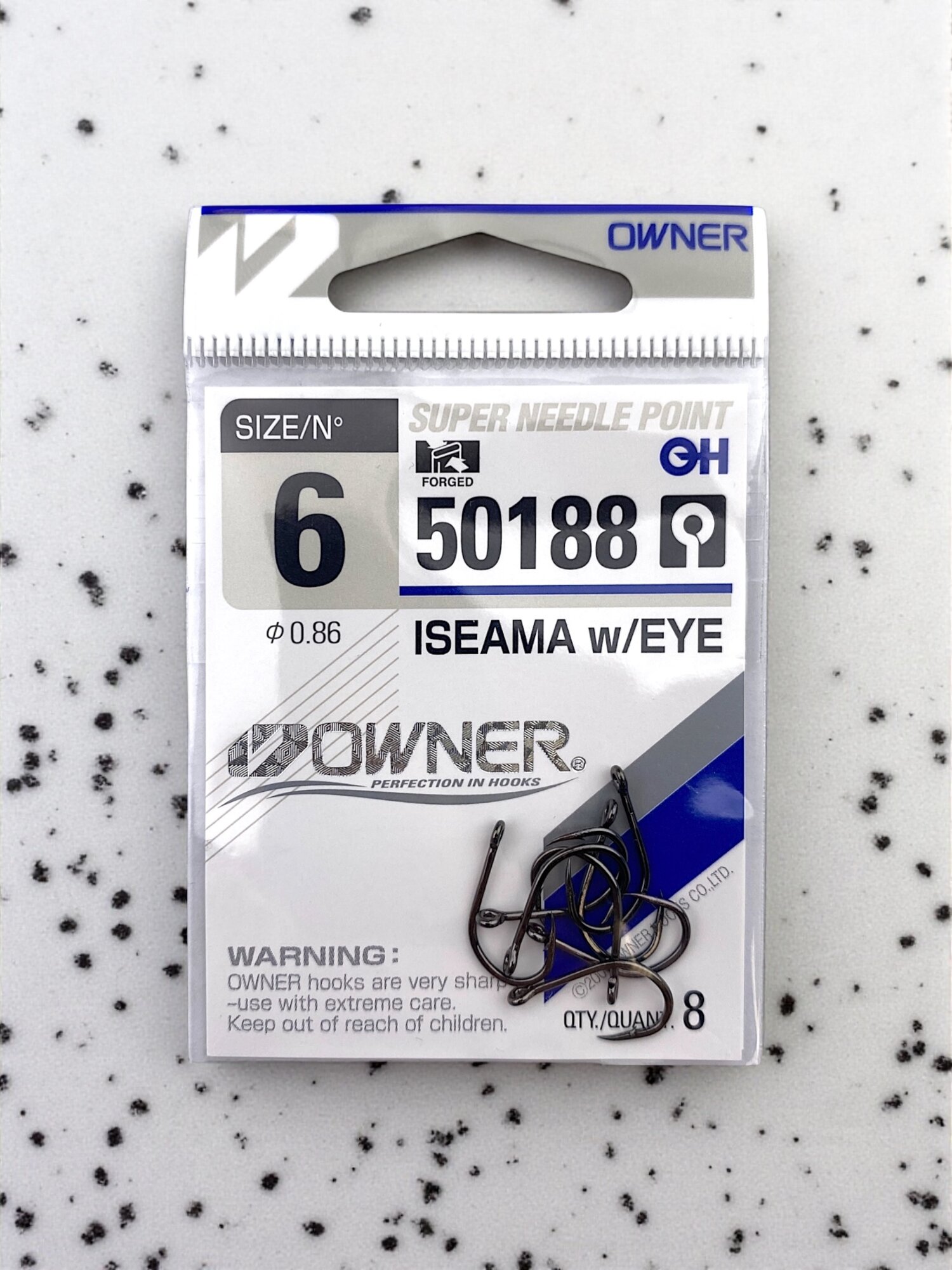 Крючок рыболовный Owner Iseama w/eye 50188 №6 0,86 мм, набор 8 шт.