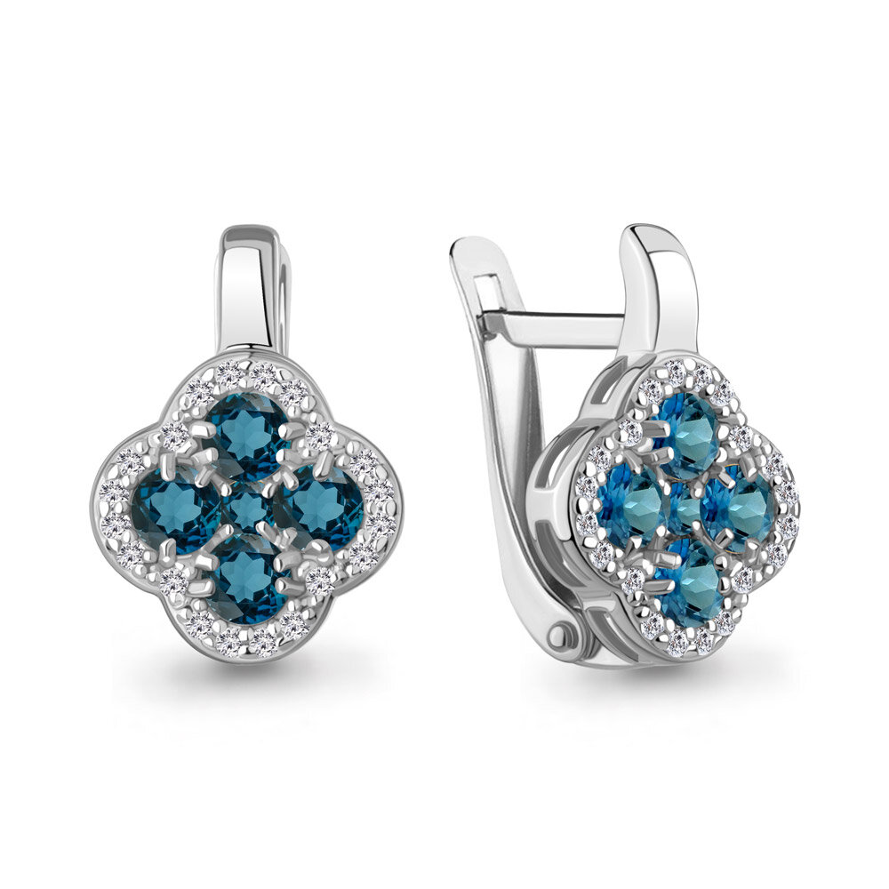 Серьги, серебро, 925 проба, фианит, Лондон топаз