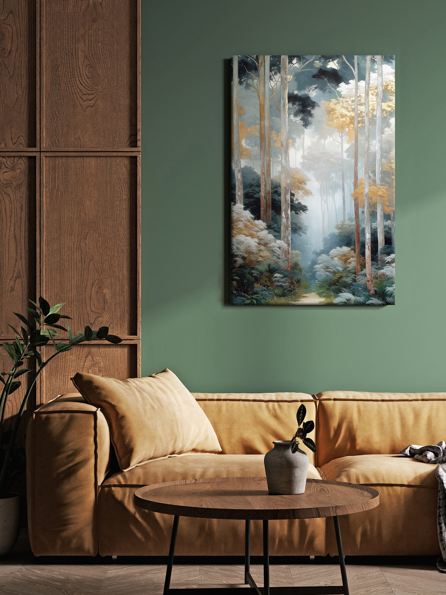 Большая картина Postermarket "Туманный лес" на холсте с подрамником 60х90 см