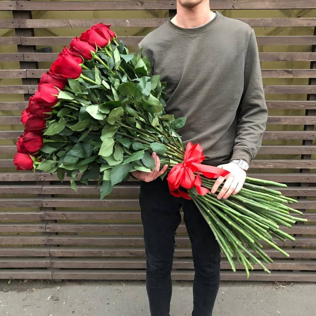 Букет Длинные Розы, 51 шт / Высокие (Длинные) Розы / Доставка Цветов / 51 роза, 100 см