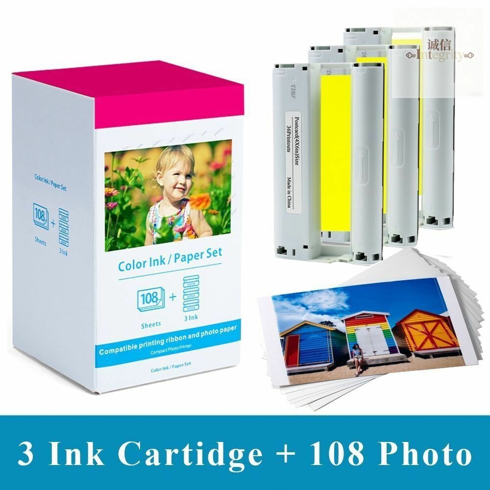 Эксклюзивный совместимый комплект картриджа и фотобумаги Solution Print KP108IN RP108 для принтеров Canon SELPHY
