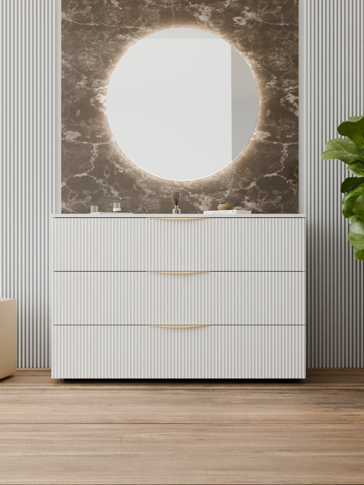 Комод для белья и одежды трио 3 ящика, 118х78.3х41 см