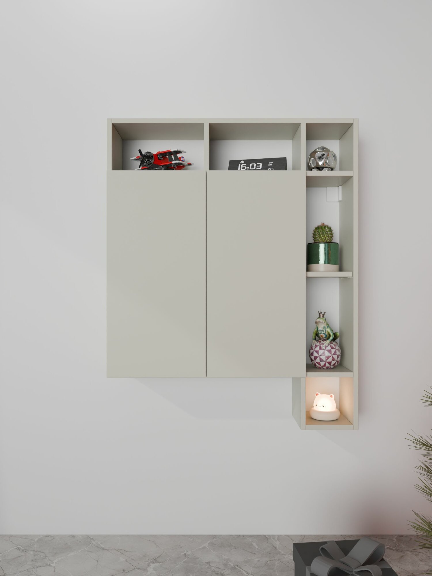 Изумлит Полка навесная закрытая модуль Эра 98.3х79.3х21.6 см, бежевый