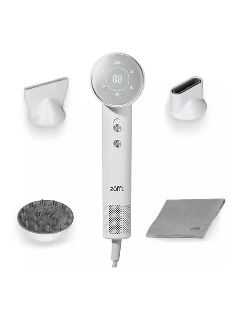 Фен для волос Zofft Air Gloss Pro-K HD-102WK профессиональный с ионизацией мощный, фен с насадками и холодным обдувом для быстрой сушки и укладки волос, бесшумный фен, подарок женщине