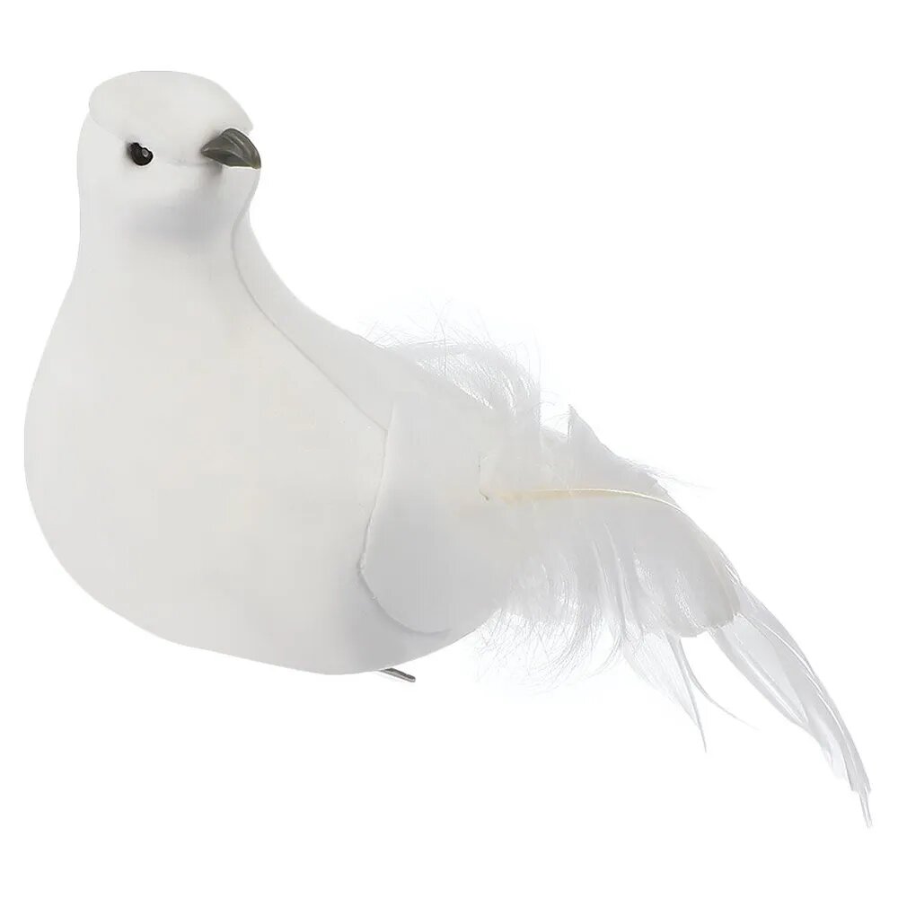 Декоративный белый имитационный голубь с клипсой из перьев для сада