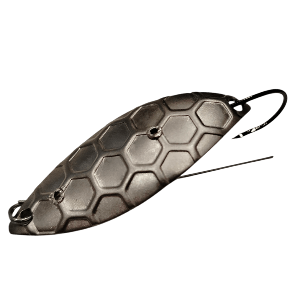 Блесна колеблющаяся незацепляйка Крокодил соты латунь/никель - размер 7 см (тол. 1 мм)