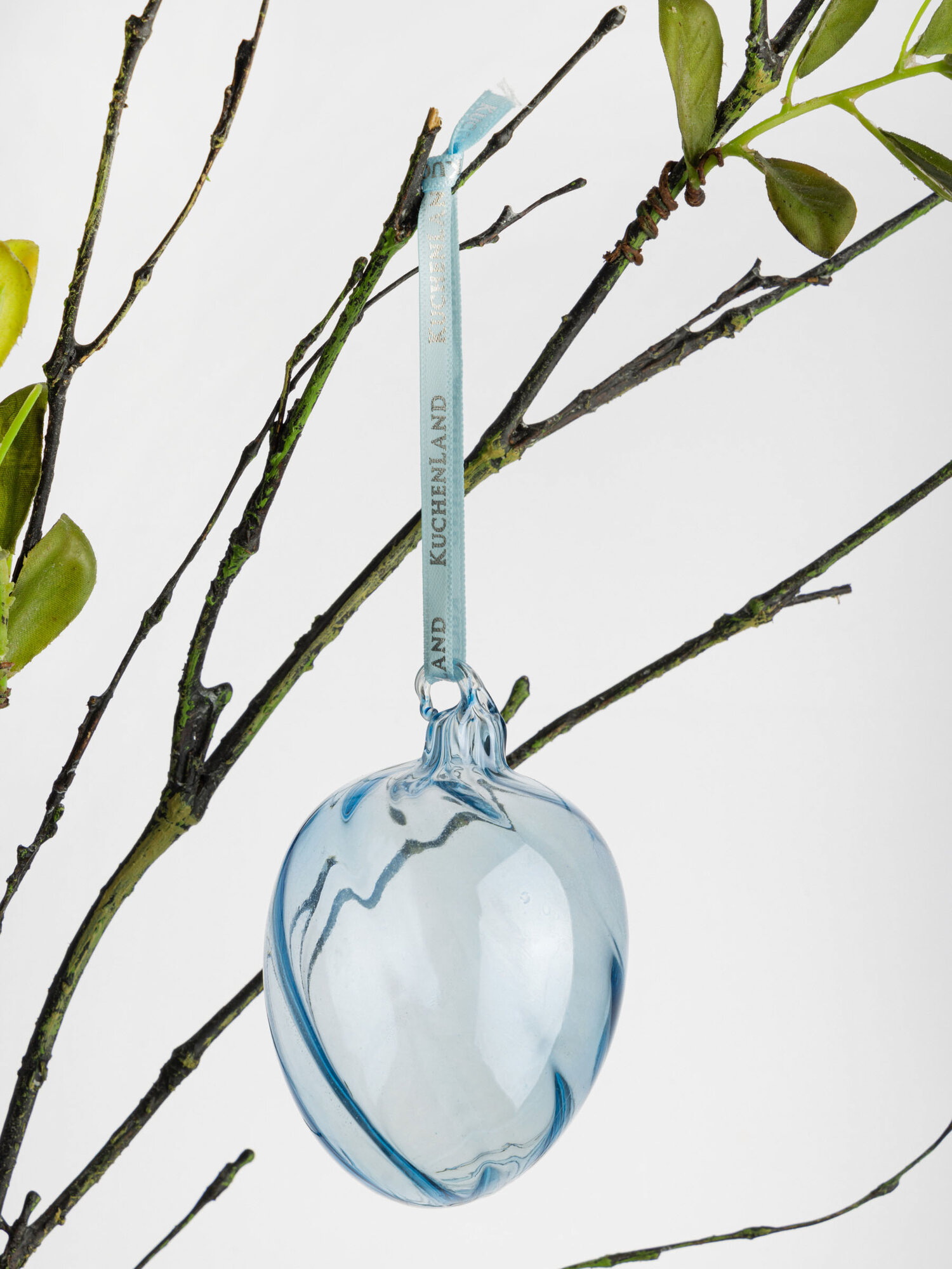 Подвеска декоративная, 6х8 см, стекло, голубая, Flora Easter, Kuchenland