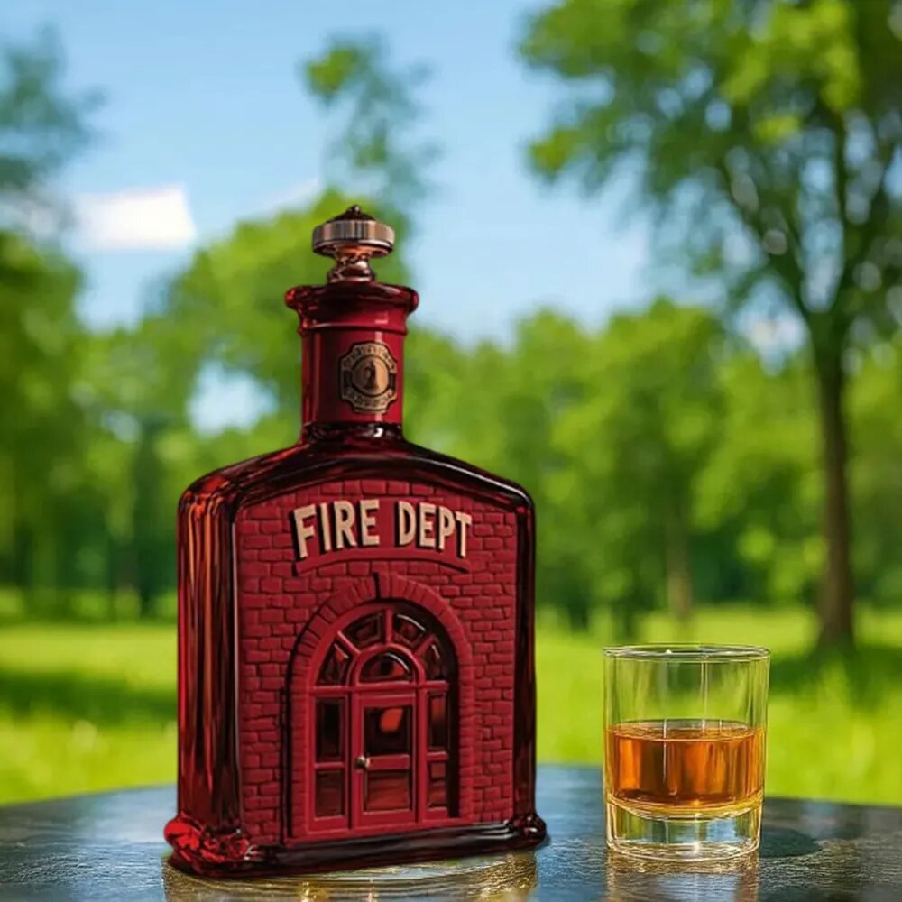 Fire Dept Бутылка для алкоголя и безалкогольных напитков, 1 шт. Красного цвета, стеклянная бутылка для бара — фото 1