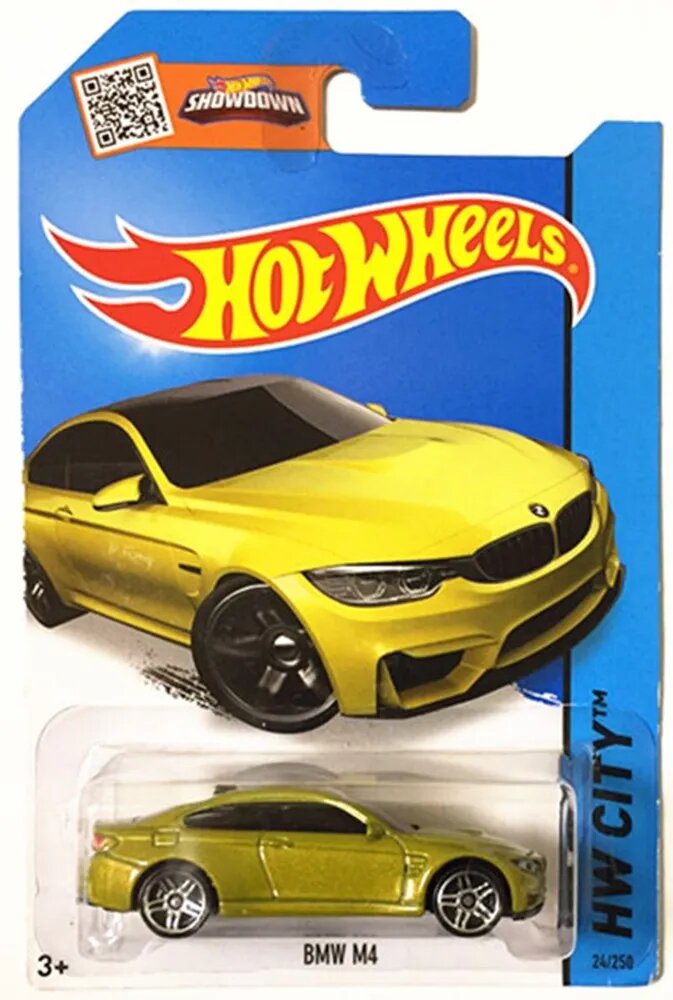 Mattel Hot Wheels 2015 C4982 BMW M4 Желтая игрушечная машинка 1/64