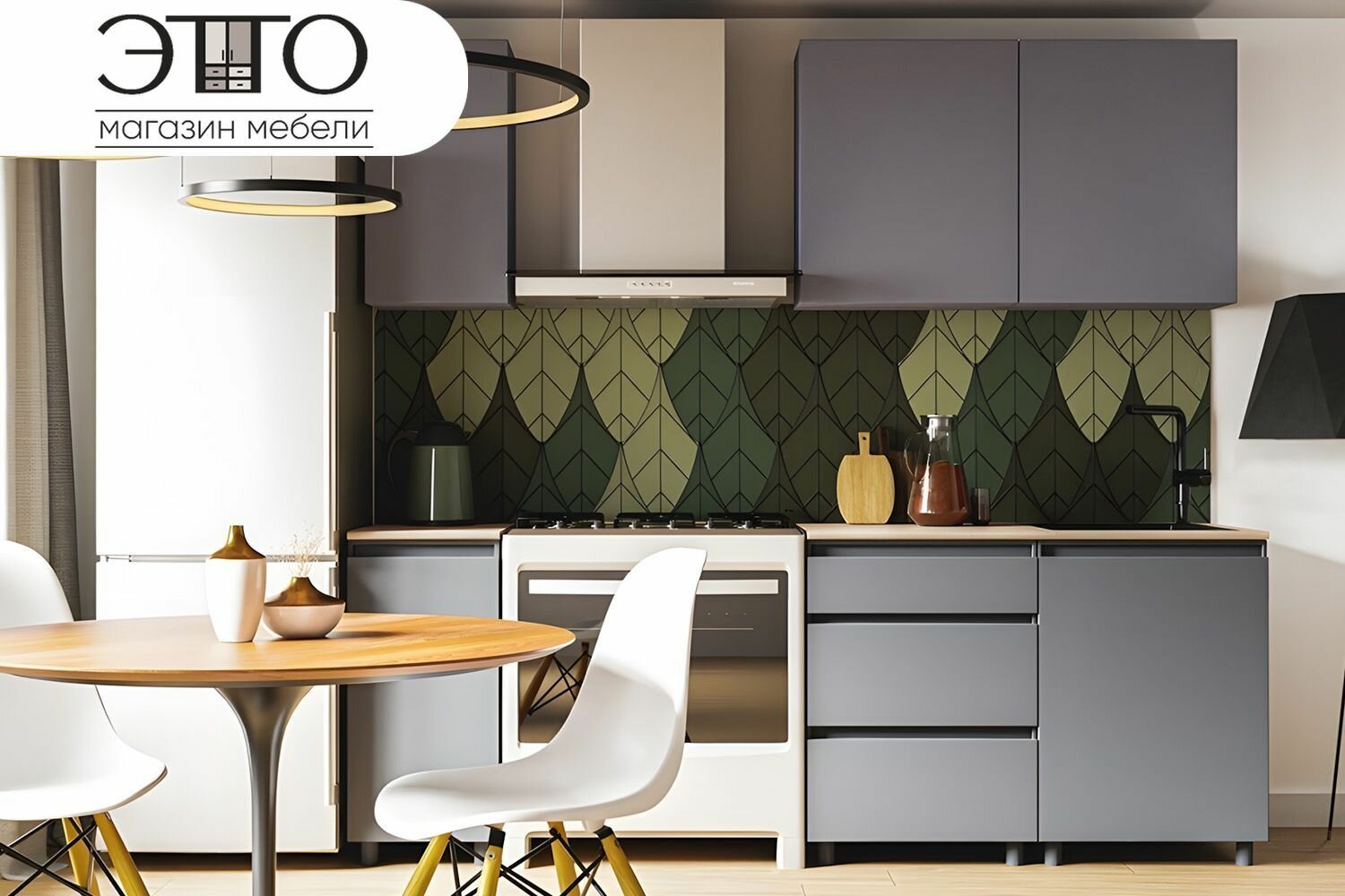 Кухонный гарнитур со столешницей "Довер" - 1,6 метра, графит