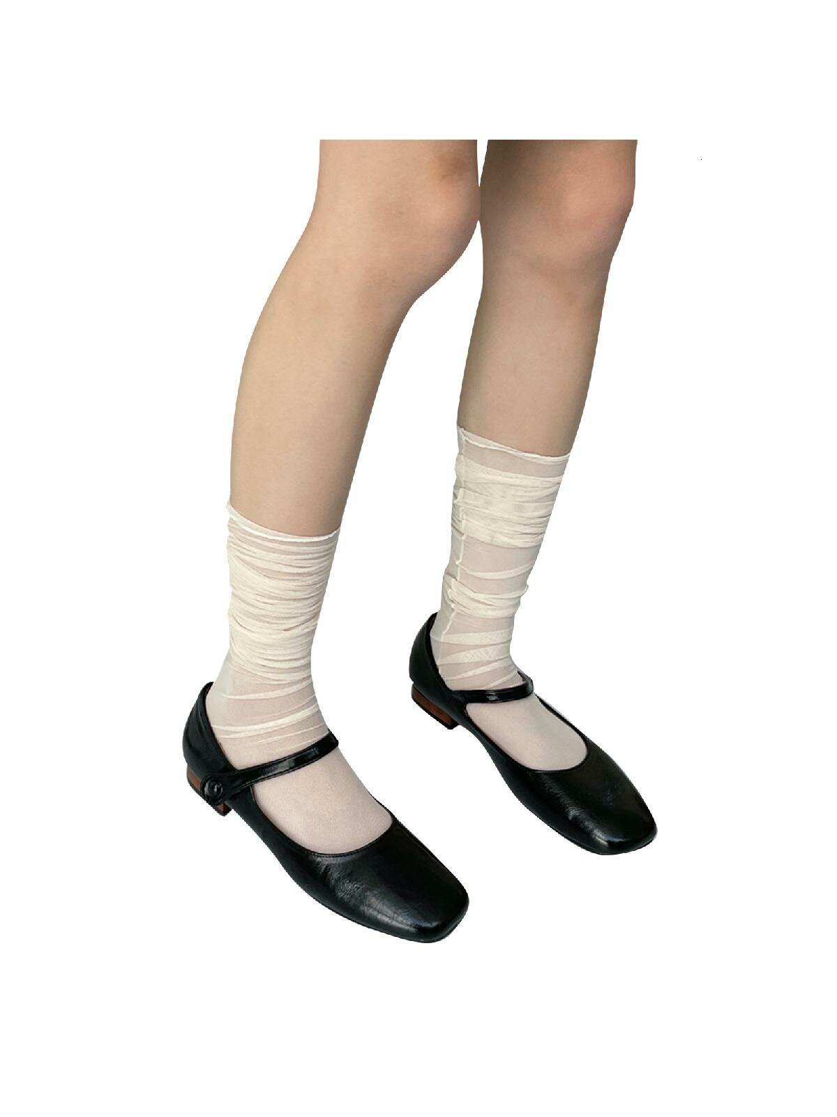 Женские чулки в стиле школьной и офисной моды, Бежевый