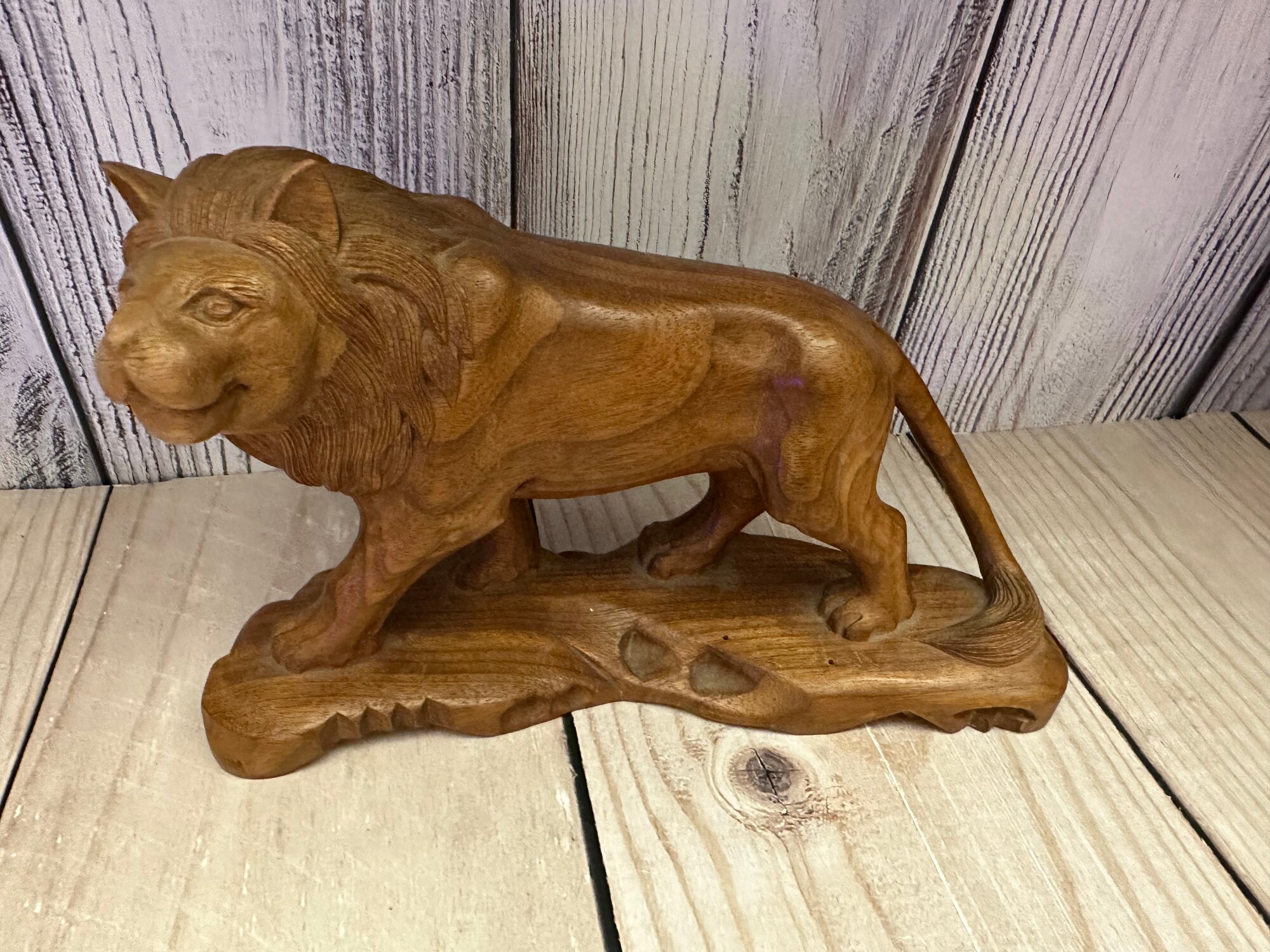 Статуэтка Лев Деревянная винтажная ссср 60 годы редкая ручная работа