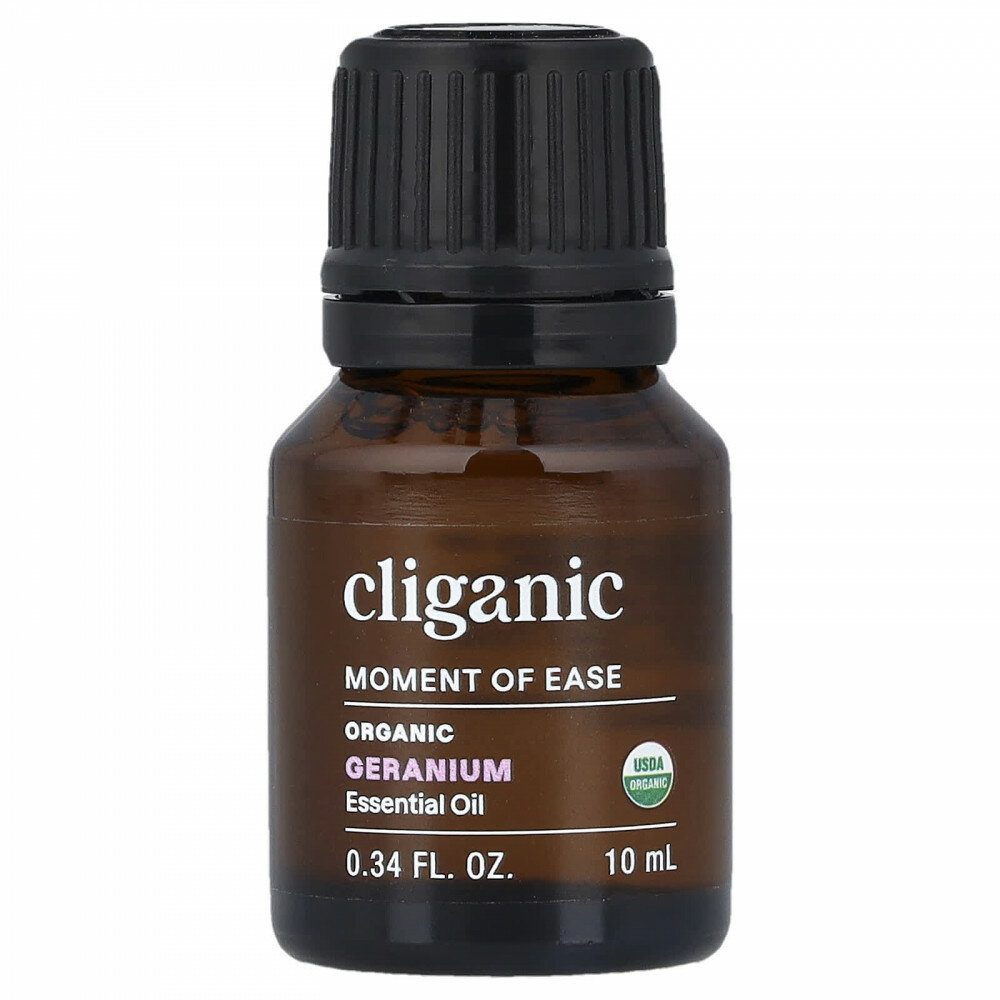 Cliganic, Moment of Ease™, на 100% чистое эфирное масло, герань, 10 мл (0,34 жидк. унции)