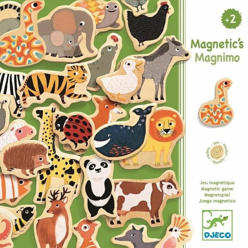 Пазл для детей Djeco - Деревянный магнитный пазл с животными, 36 эл. - DJ03124