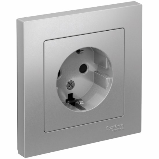Розетка Systeme Electric (schneider Electric) SCHNEIDER ELECTRIC ATLASDESIGN 16А, в сборе, алюминий ATN000344