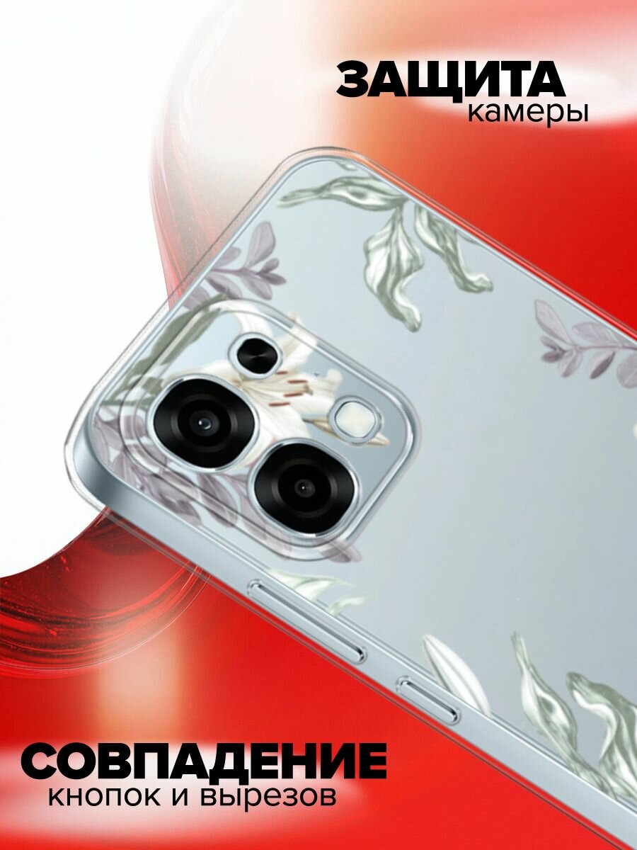 Силиконовый чехол на Oppo A6 Pro / Оппо A6 Про с принтом Лилия сепия — фото 1