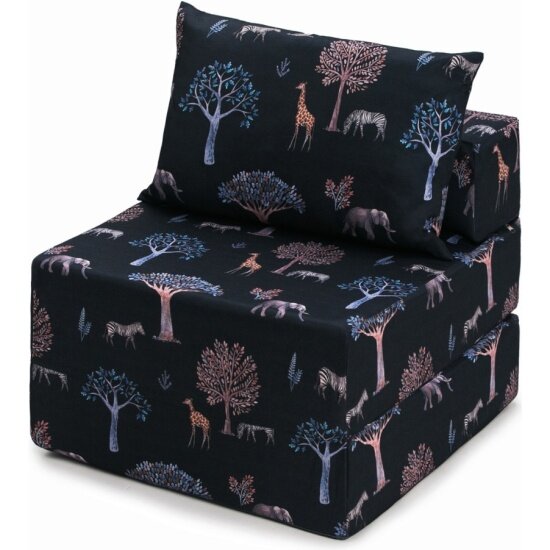 Бескаркасное кресло-кровать Mypuff Ночная Африка, размер ХXXХL, мебельный хлопок (kv_744_v2)