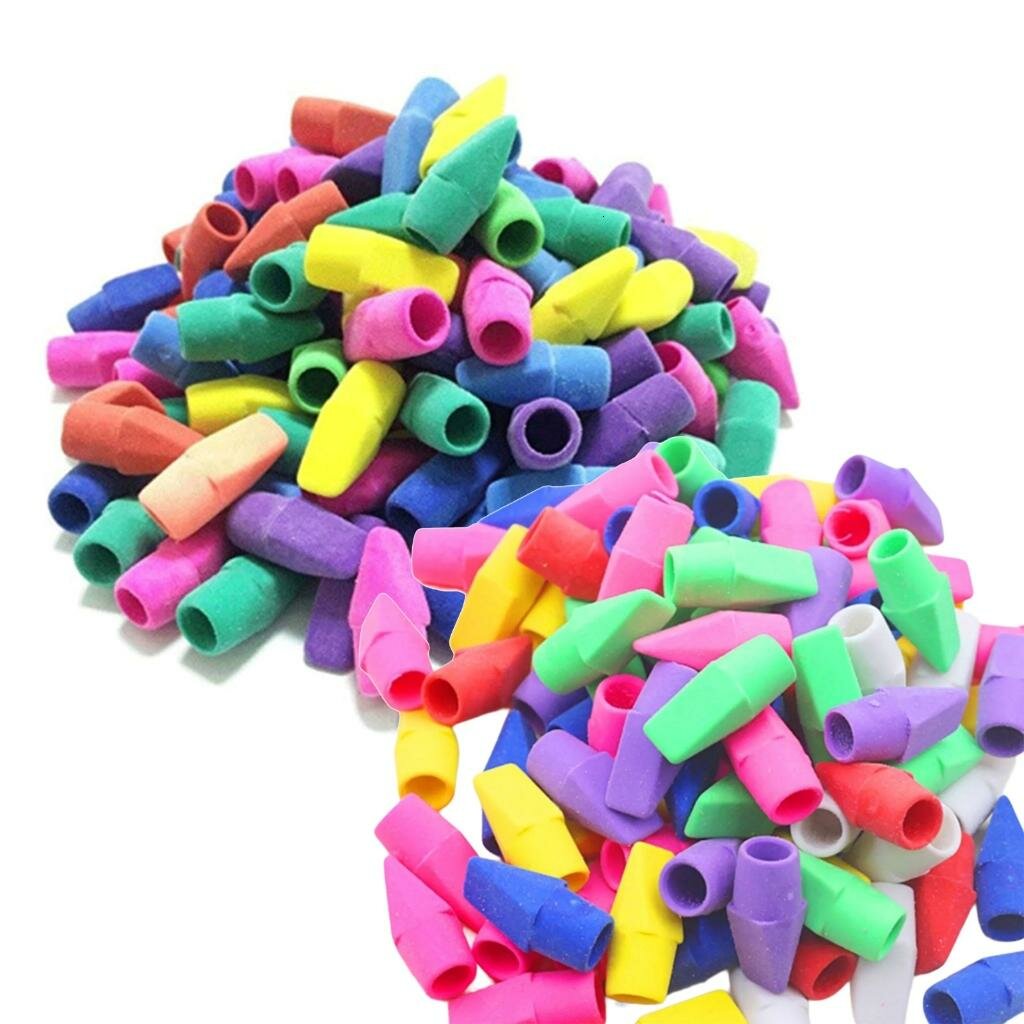 Ластик-наконечник для карандашей, 100 штук