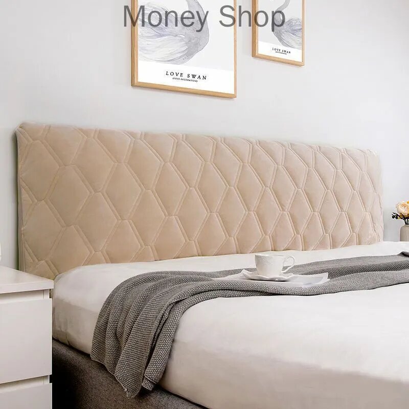 Чехол на мебель для кровати 170 см х 70см велюровый, бежевый для изголовья кровати