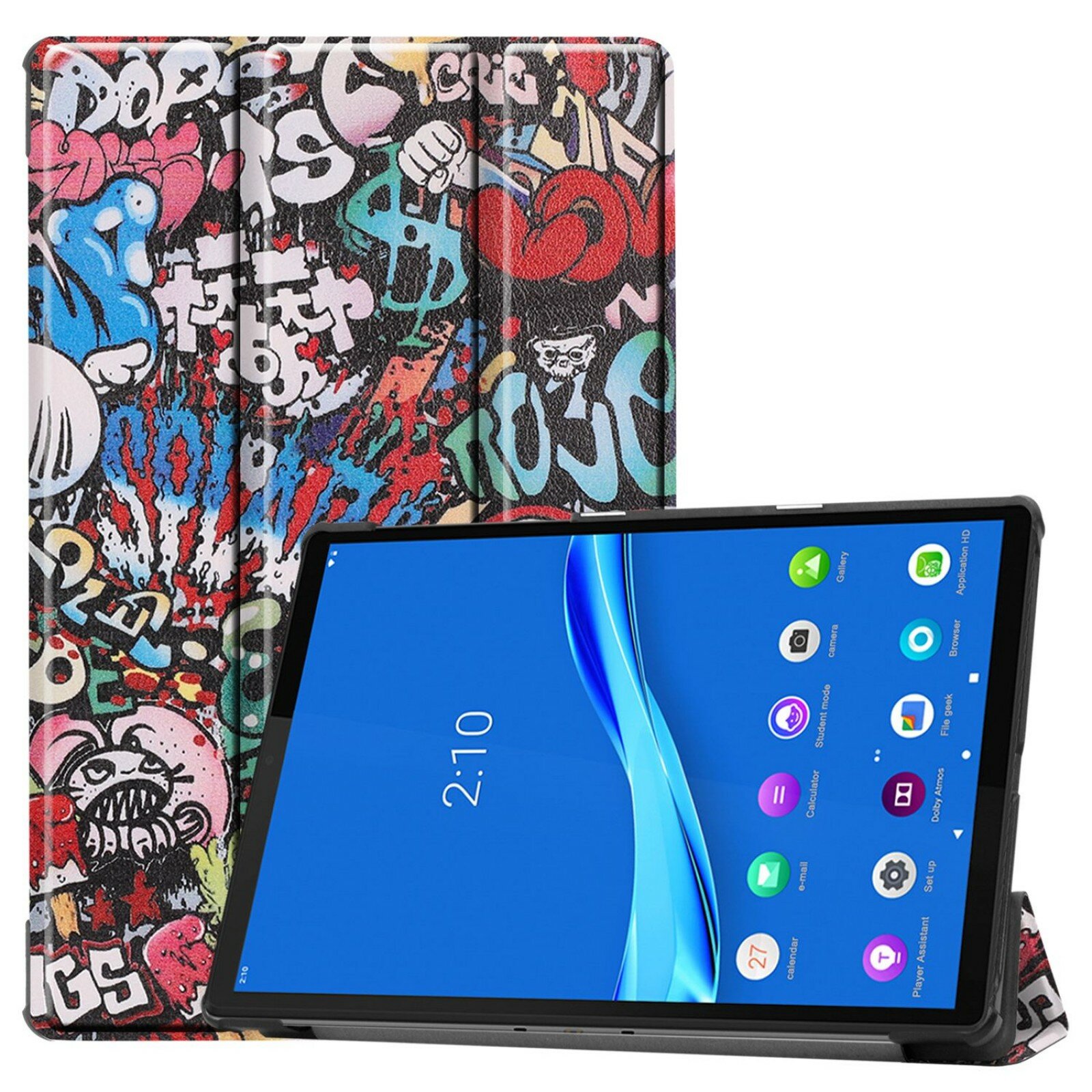 Чехол MyPads для Lenovo Tab M10 FHD Plus 10.3" TB-X606X/X606F с магнитом и граффити-дизайном