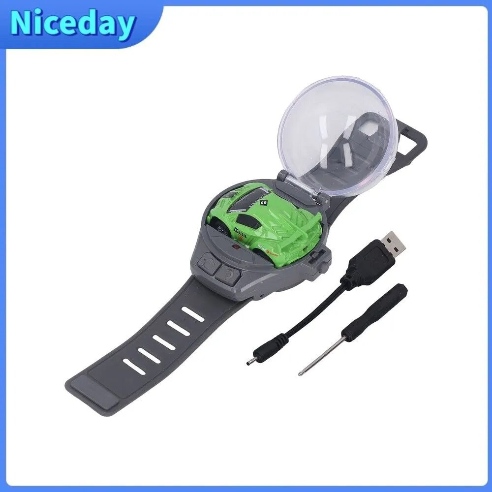 RC Car Watch Mini 2,4 ГГц, USB-зарядка, силиконовый ремешок, для детей от 3 лет, зеленый