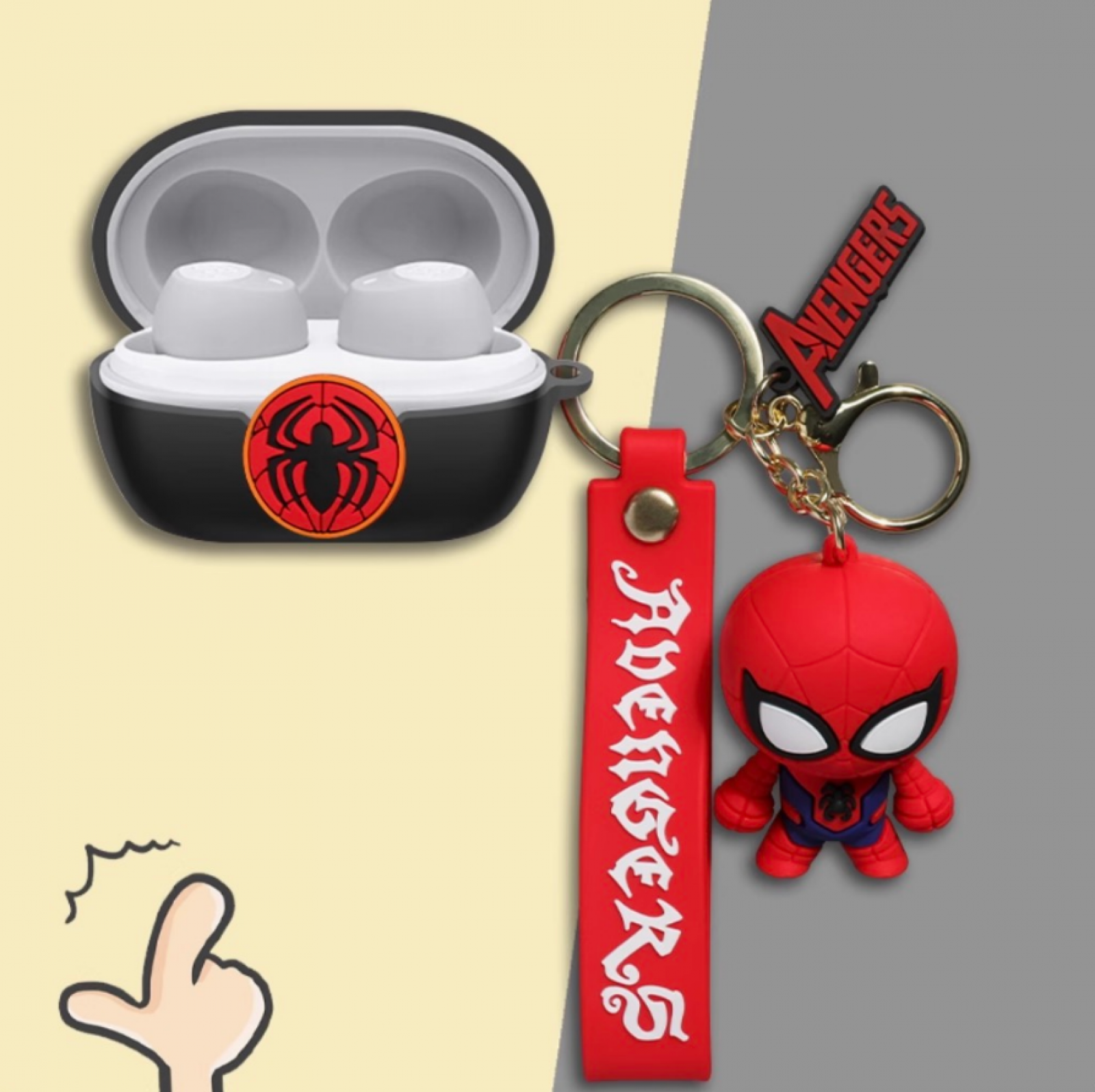 Чехол MyPads для наушников JBL TUNE 115 TWS с защитой и дизайном паук