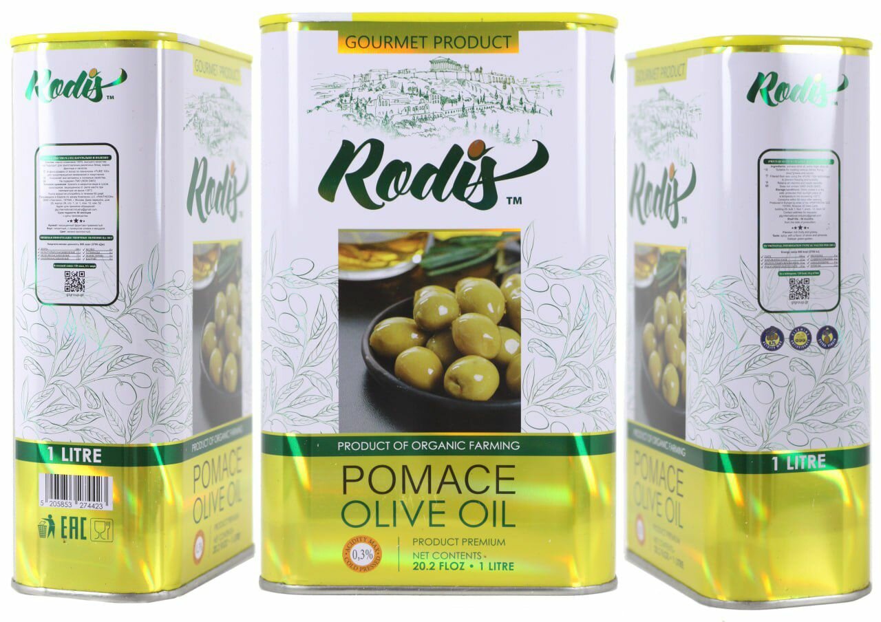 Масло растительное Rodis pomas, оливковое, рафинированное, 1 л