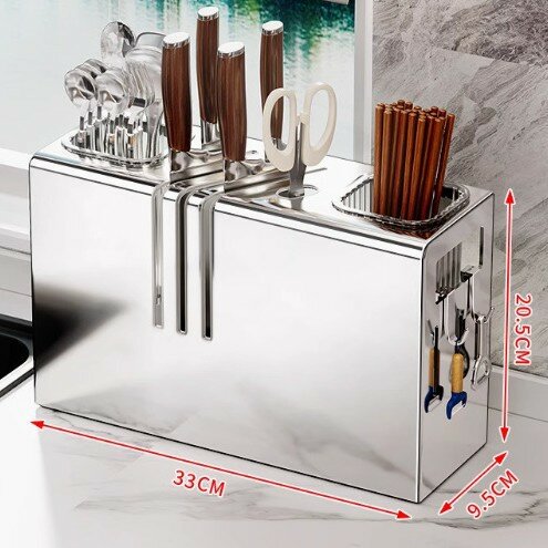 Новая подставка для кухонных ножей и полка для хранения, многофункциональный настольный и настенный органайзер для ножей, кухонных принадлежностей и палочек для еды.