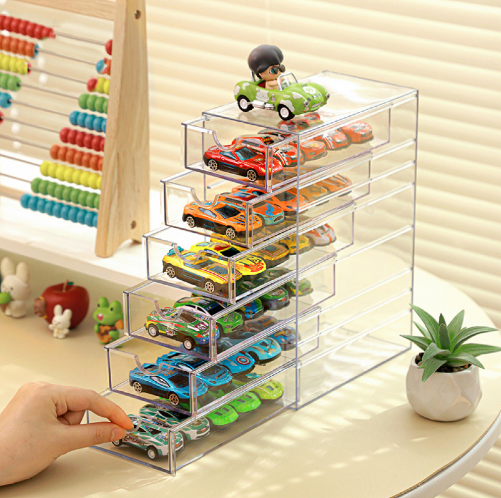 Стеллаж-органайзер MyPads выдвижной на 6 ячеек из прозрачного прочного пластика