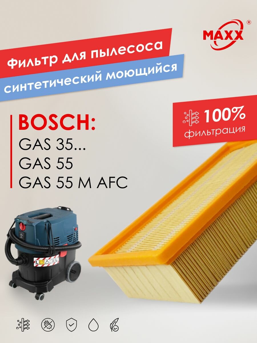 Фильтр для пылесоса строительного моющего HEPA Bosch GAS 35 L / M Professional, GAS 55 M AFC
