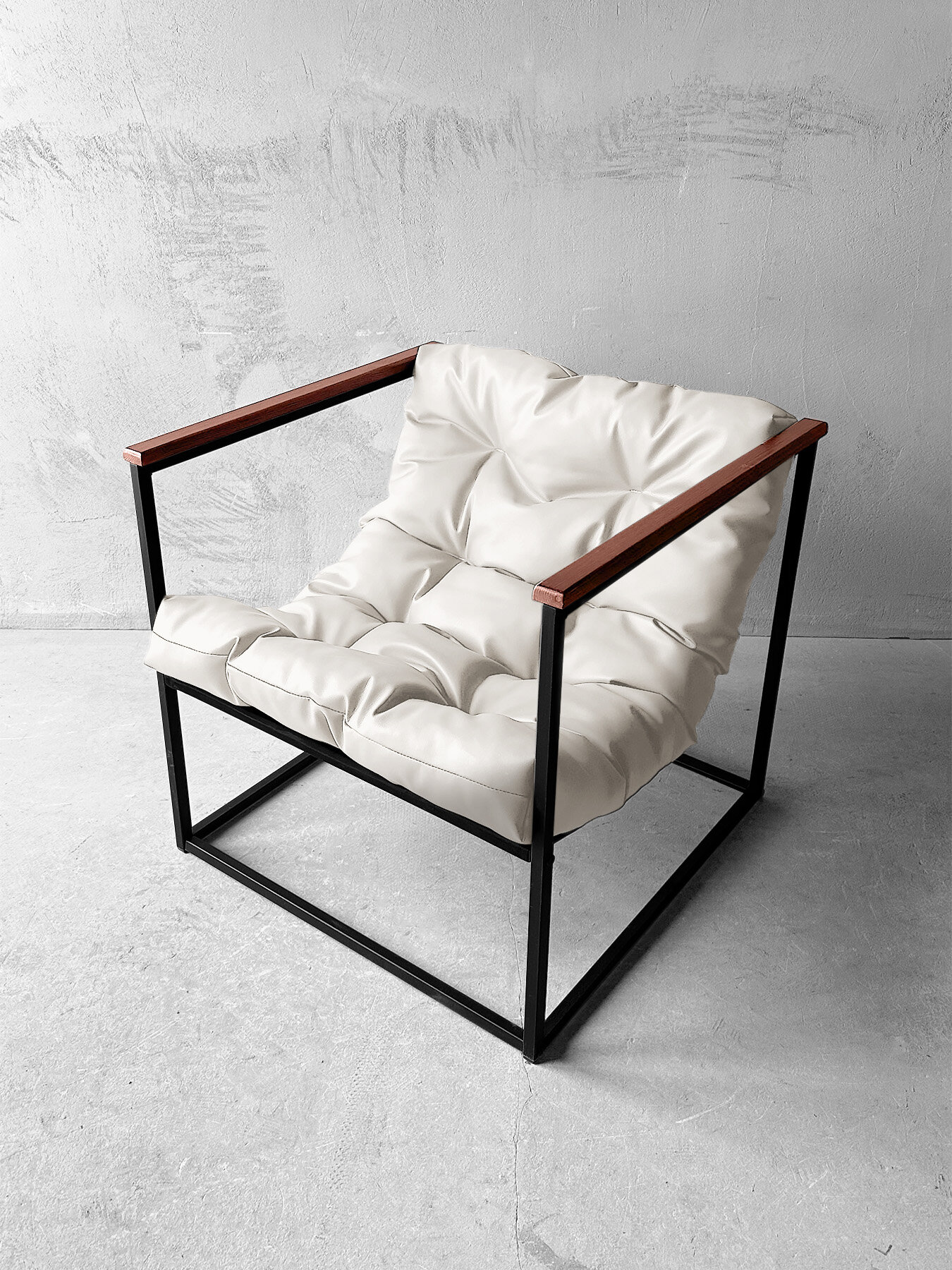 Кресло в стиле лофт Лофтовик ++ белый экокожа